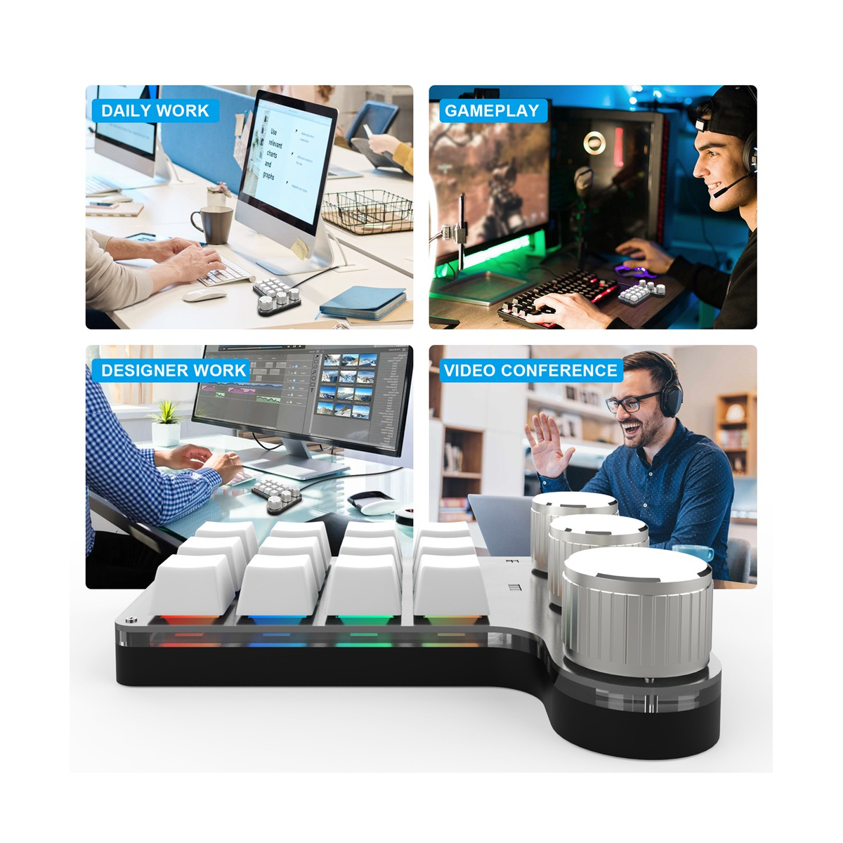 USB Custom Keyboard Volume Button Knob Programming Macro Gaming Hotswap ...