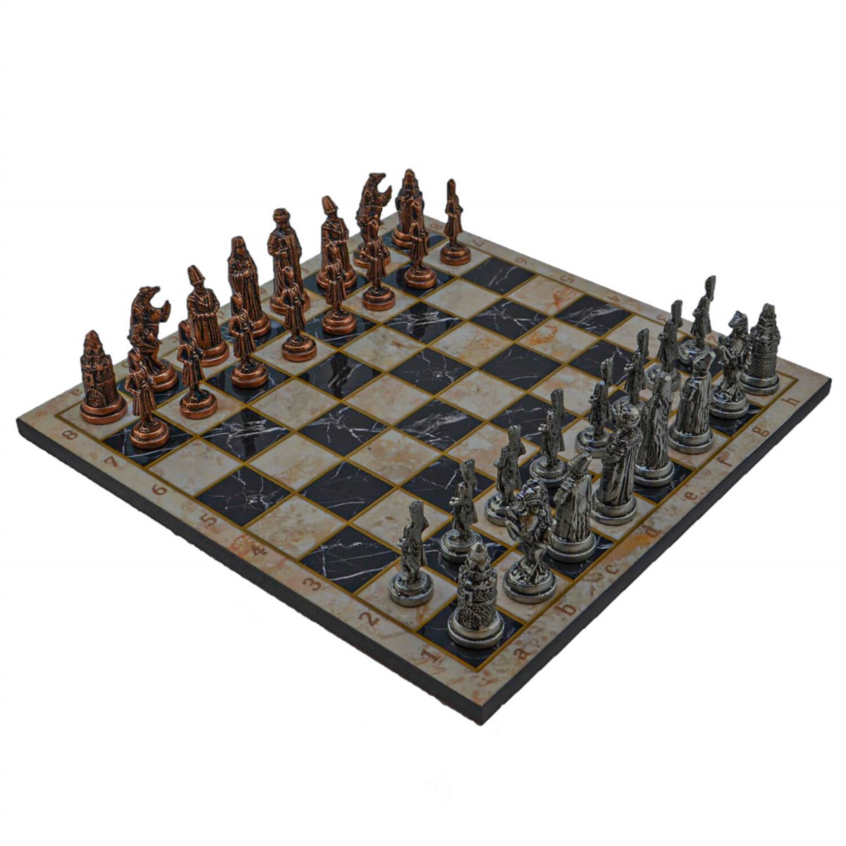 Gifthome Metal Satranç Takımı/Seti;Büyük, Osmanlı, Antik Taş ve Siyah ...
