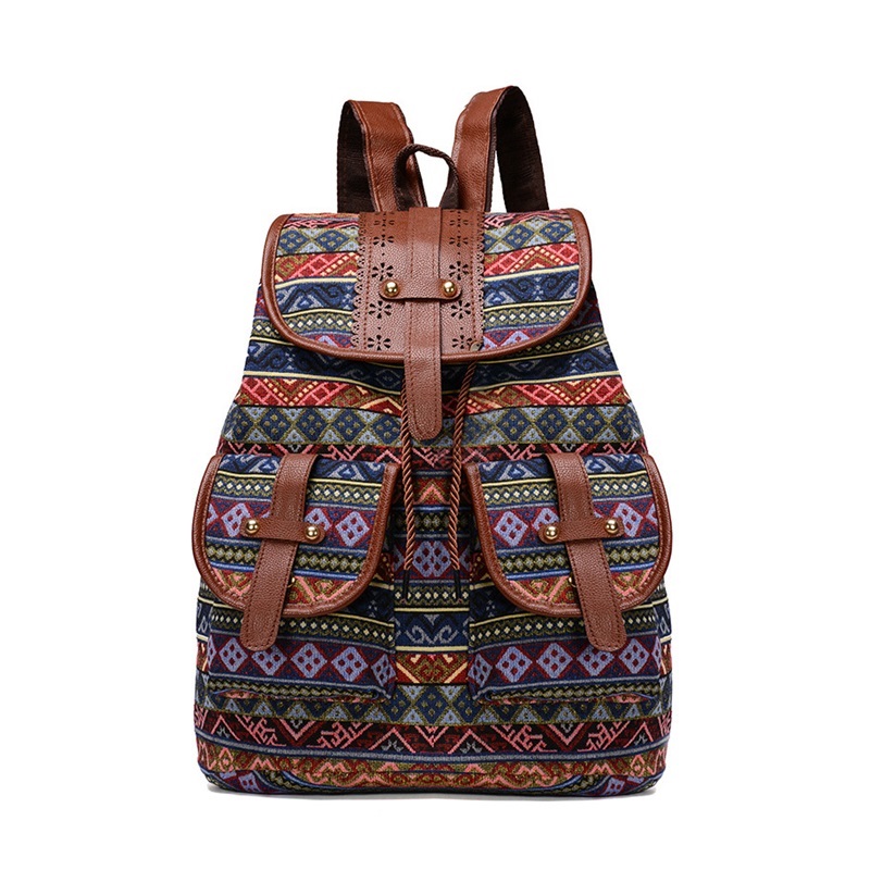 Fashion Backpack Casual Canvas Ladies Backpack Trendy Outing Travel Bag ...