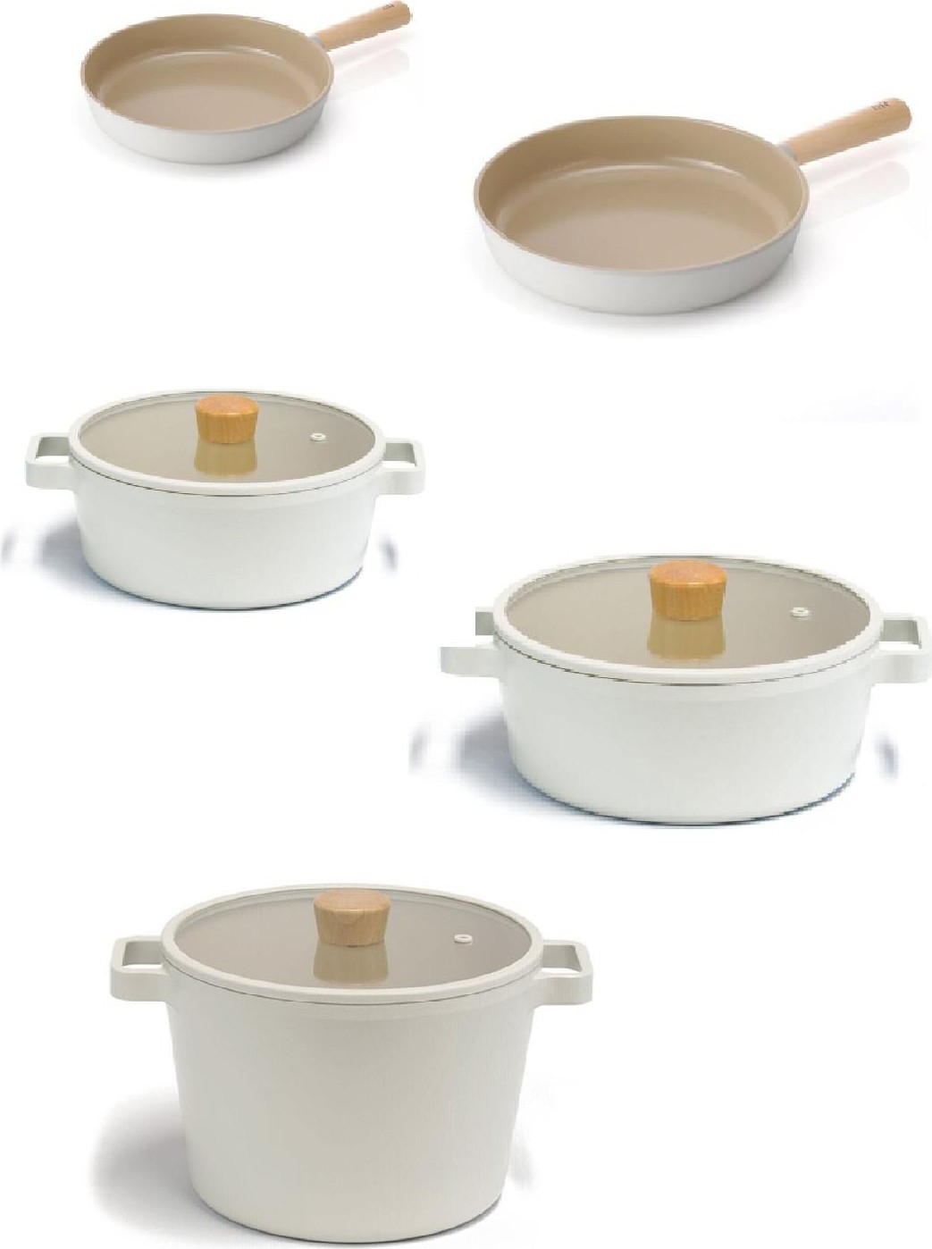 Neoflam Fika 8 Piece Pro Pot & Pan Set with Aluminum Cast Glass Lid ...