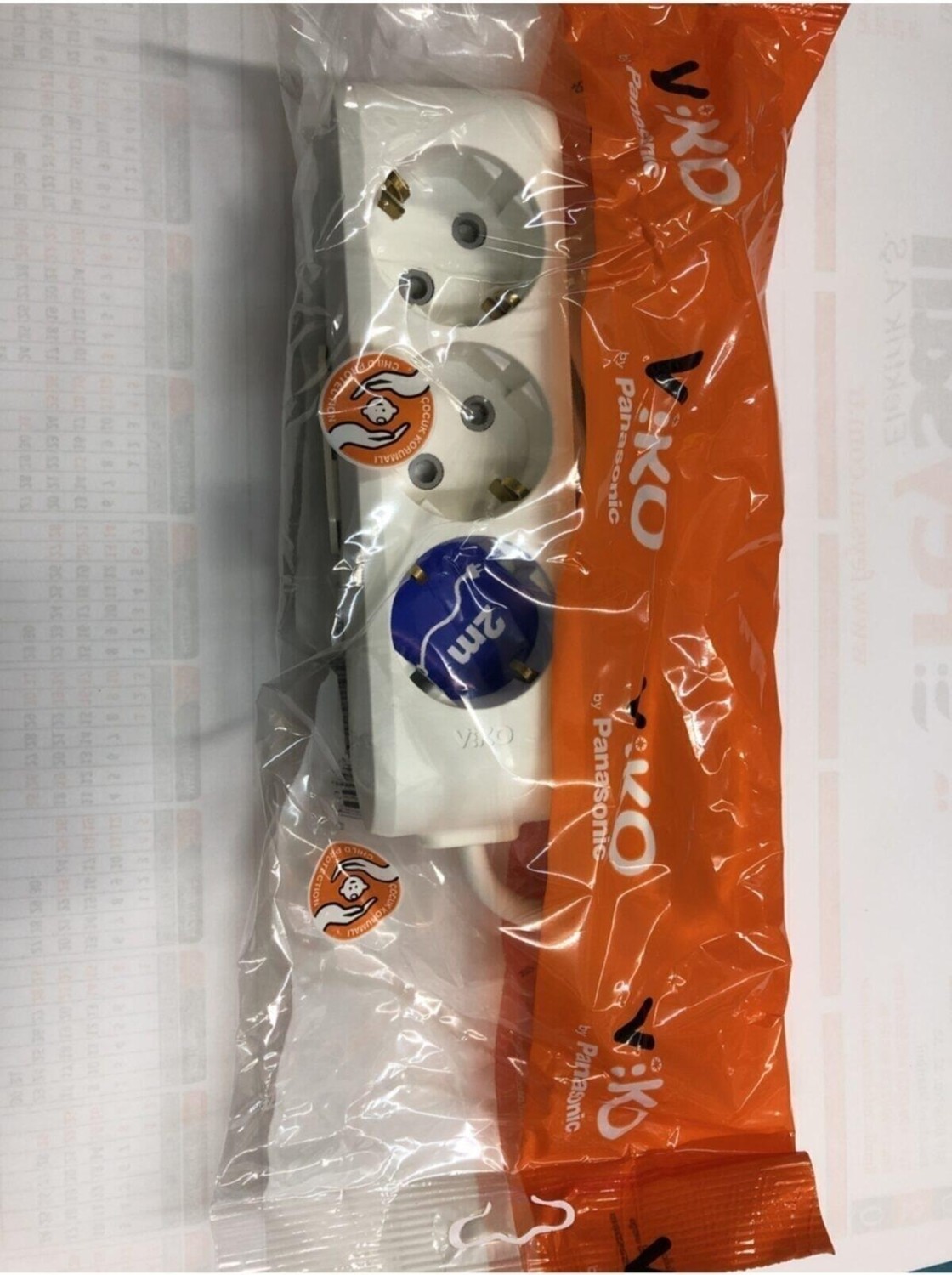 Viko Multi-Let Triple Socket Grounded Cable Child Protection 2 Meters ...