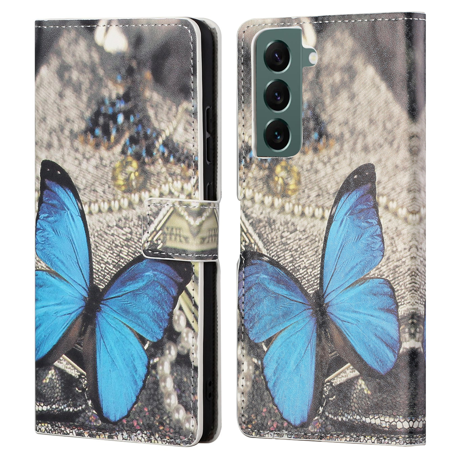 Samsung Galaxy S21 5G/S21 4G cep telefonu aksesuar-mavisi kelebek için ...