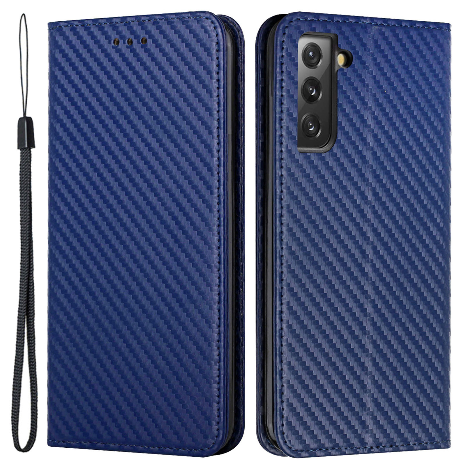 Carbon Fiber Texture Auto Closing Magnet Leather Stand Wallet Cover ...