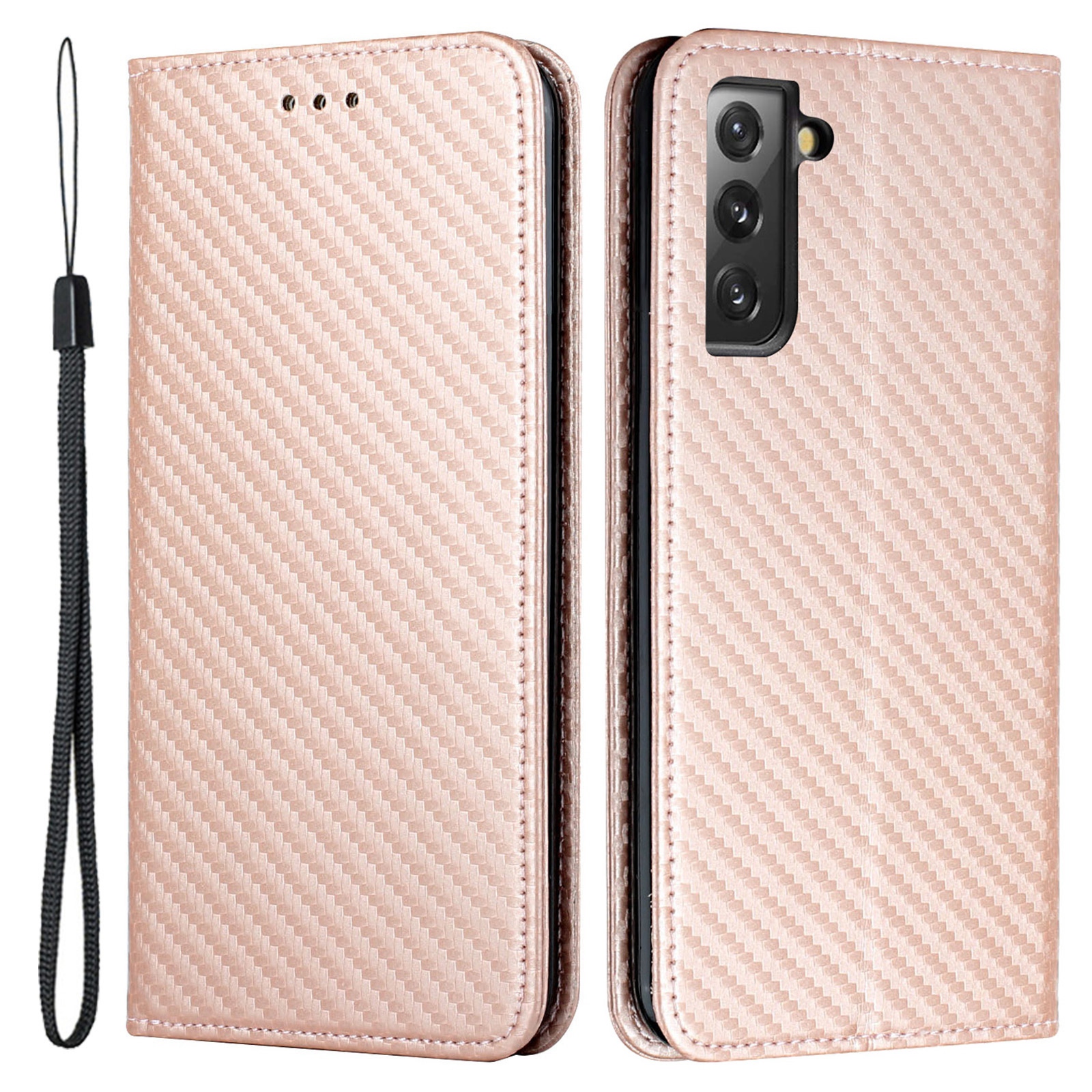 Carbon Fiber Texture Auto Closing Magnet Leather Stand Wallet Cover ...