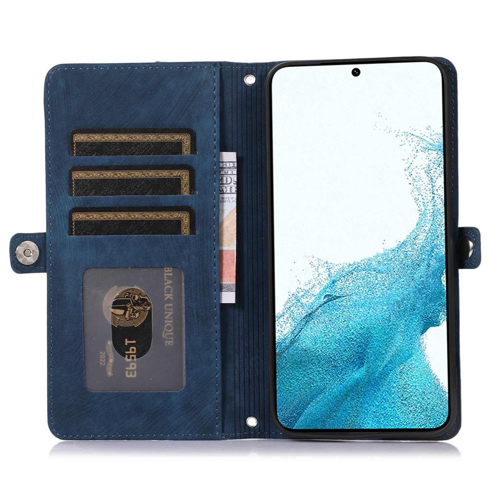 For Samsung Galaxy S23 Zipper Pocket Wallet 9 Card Slots ...