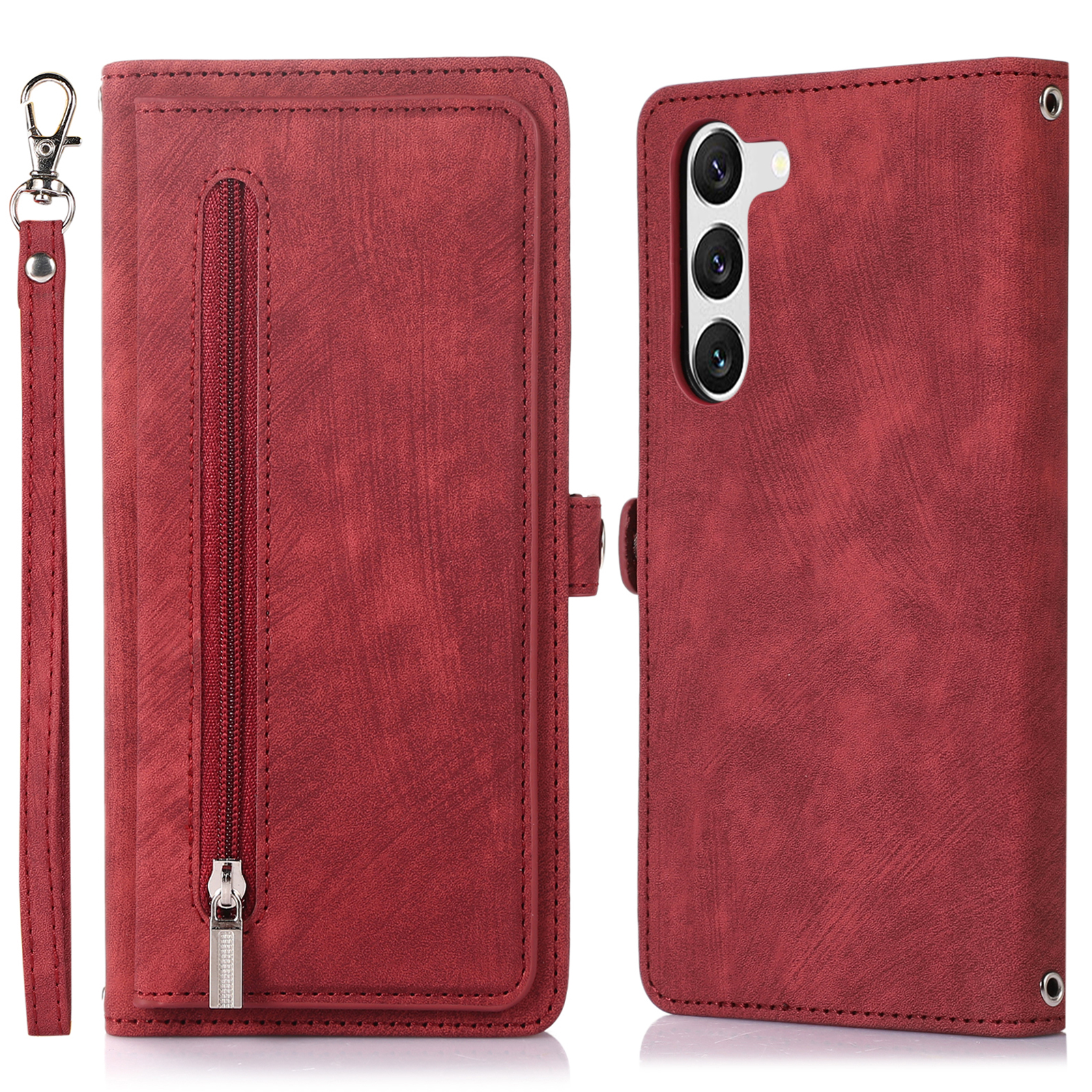For Samsung Galaxy S23 Zipper Pocket Wallet 9 Card Slots ...