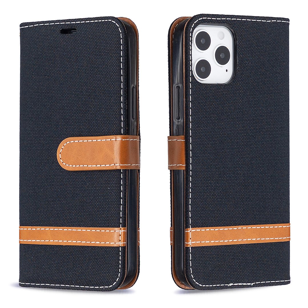 Color Splicing Jeans Cloth Texture Leather Shell For iPhone 12 Pro/12 ...