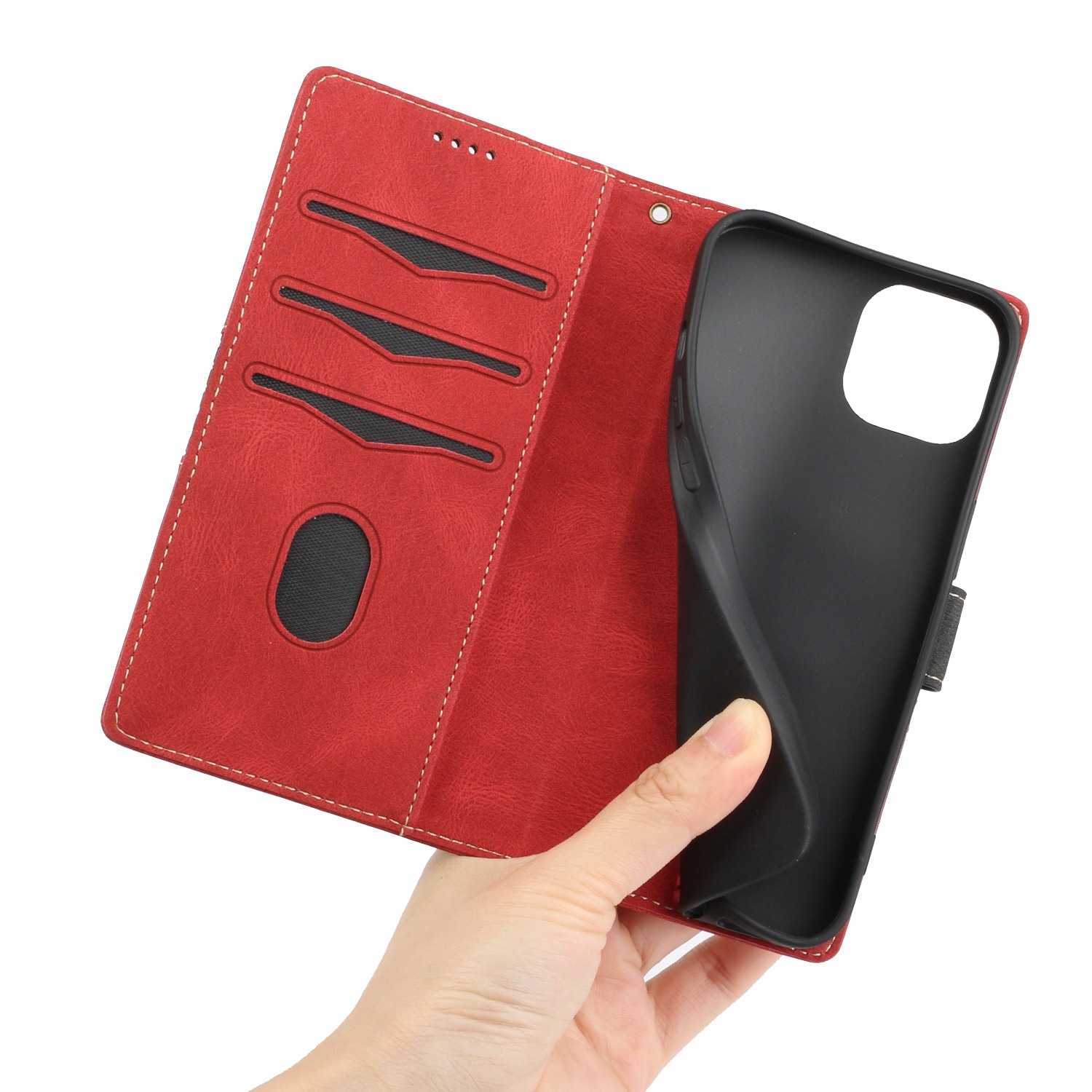 Grid Splicing Phone Leather Case for iPhone 15 Plus, Wallet Stand Phone ...
