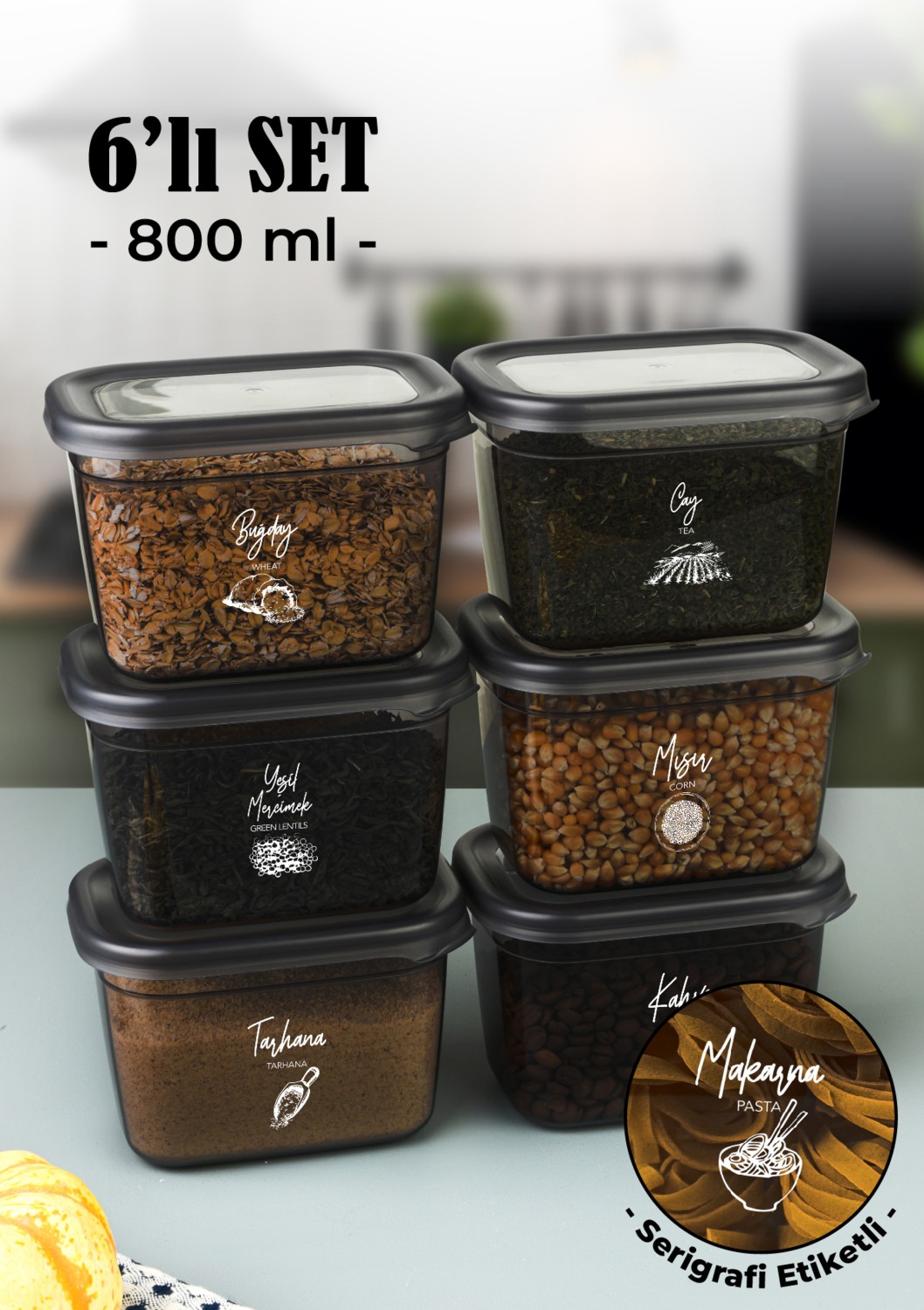 Vienev Set of 6 Peggy Rectangular Storage Containers with White Screen ...