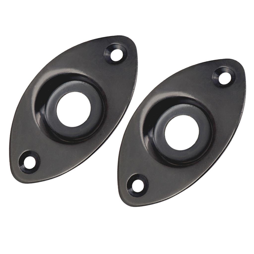 2 Pieces Oval Output Input Socket Plate for Electric Guitar Bass Black ...