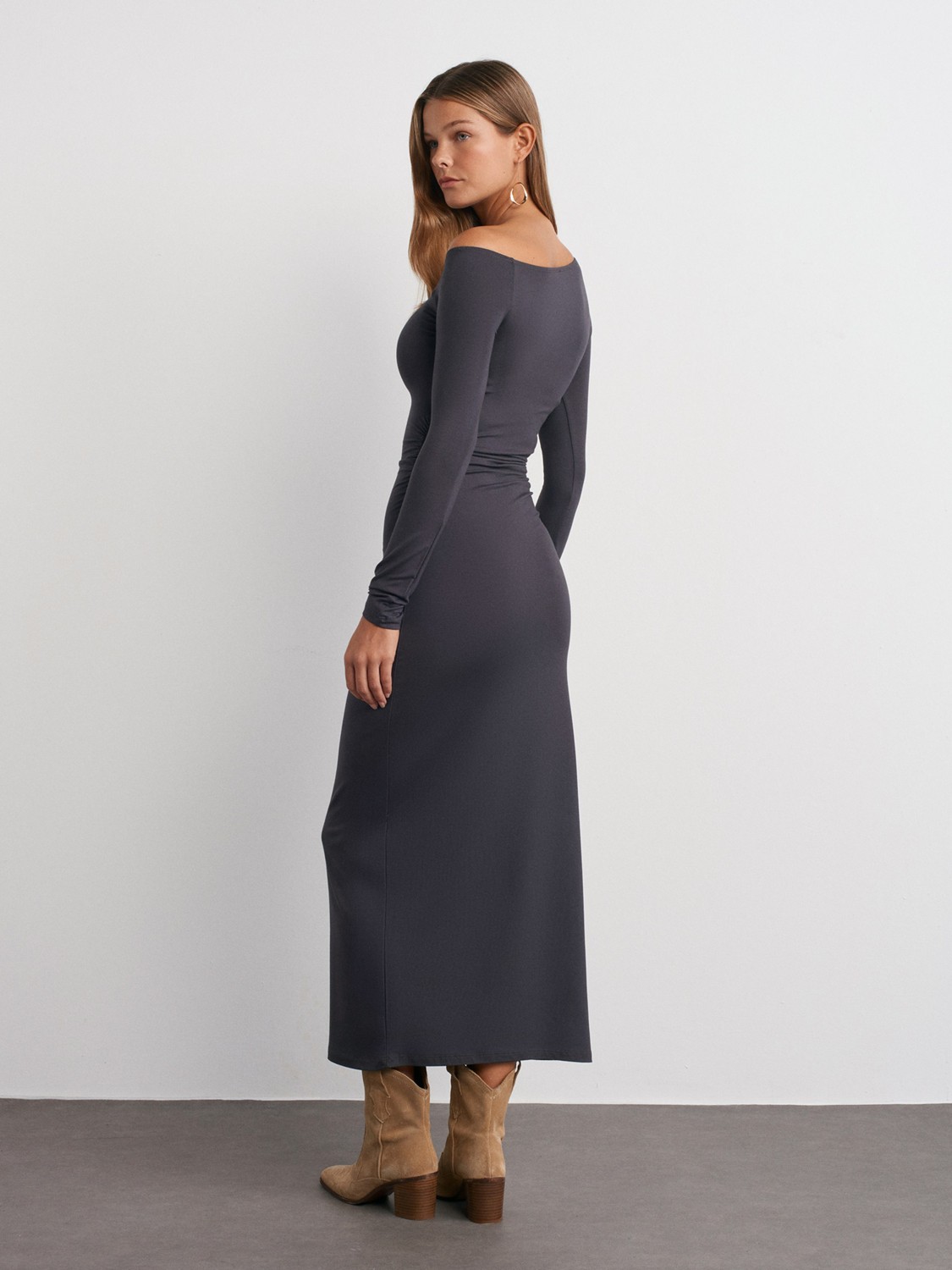 91140 Long Sleeve Midi Length Dress-Black - Hepsiburada Global