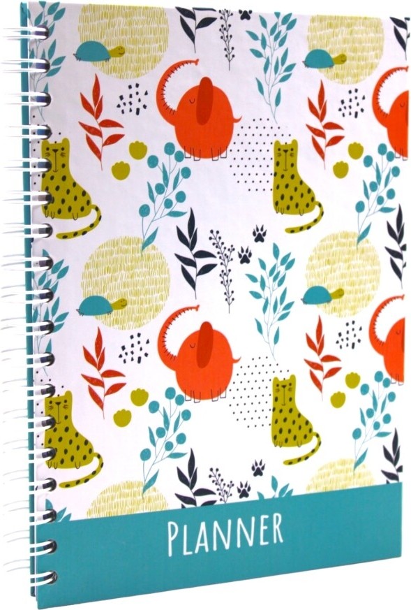 Stationery Office Hard Cover Spiral Undated Diary Green Cat 17 x 24 cm ...