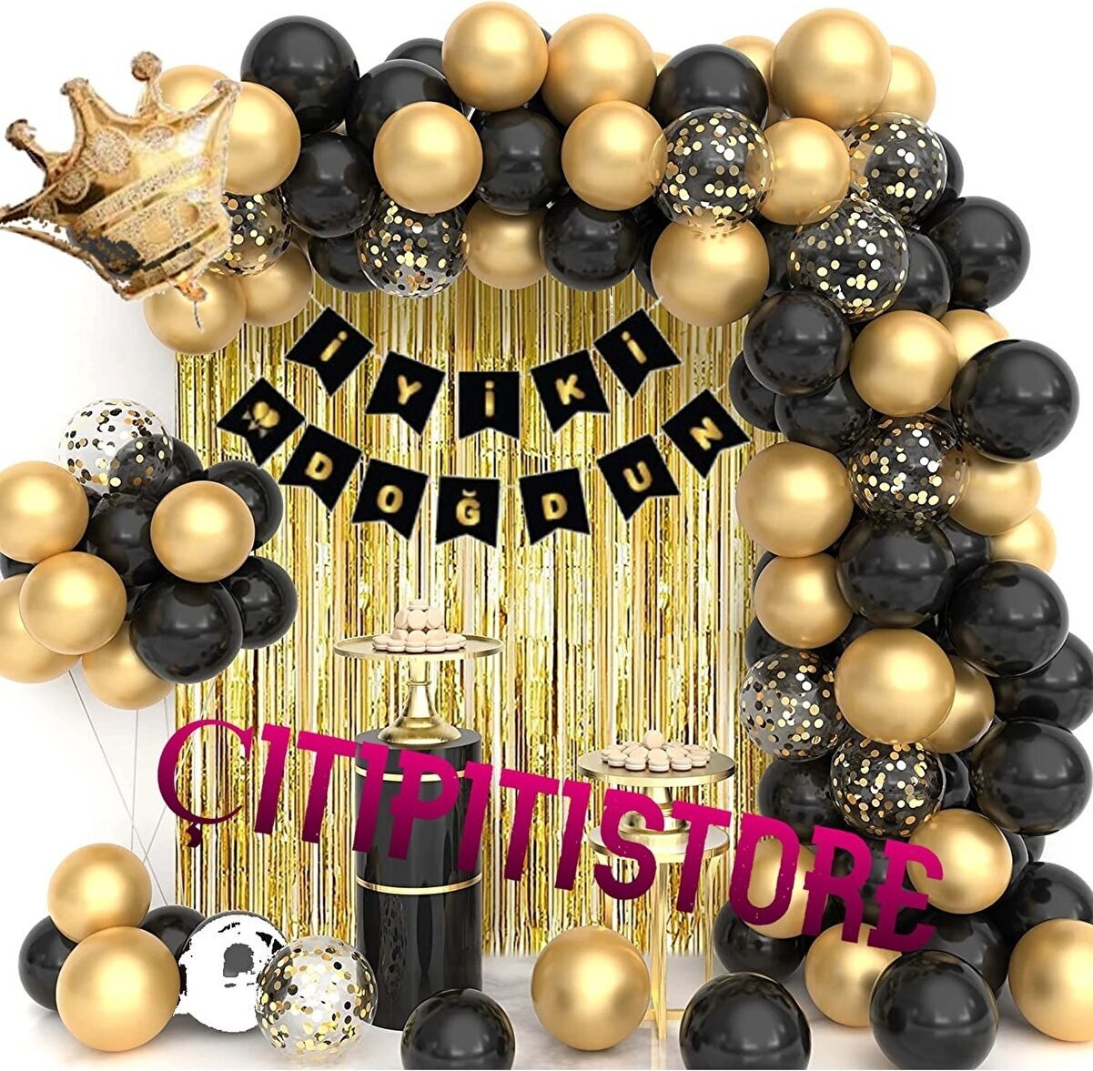 King Crown Balloon Chain Birthday Set Happy Birthday Birthday Set -2 ...