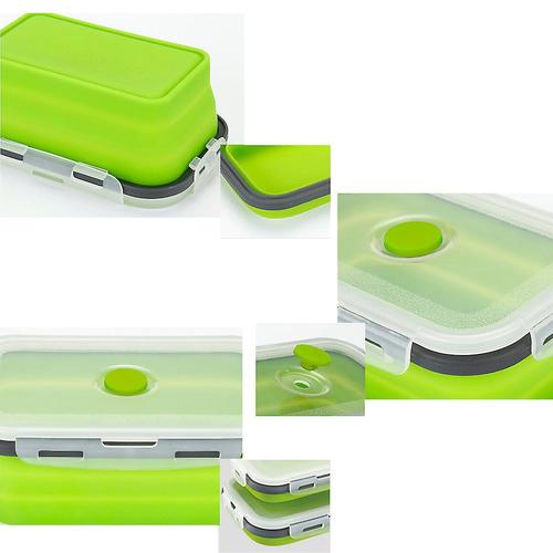 Bento Box Lunch Box Silicone Folding Food Container Blue 350/500/800ML ...