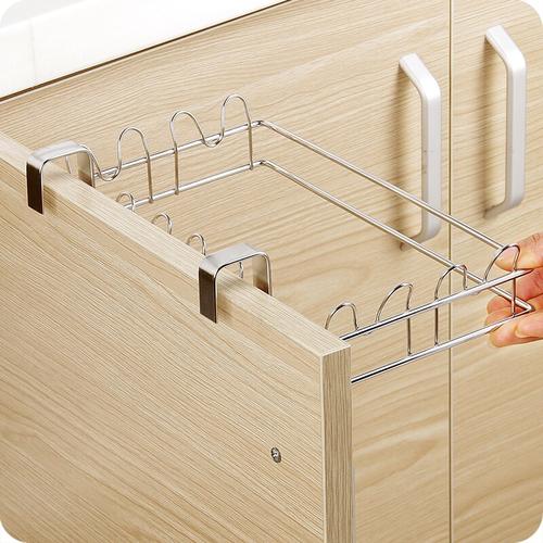 Double Hook Stainless Steel Garbage Bag Holder Cupboard Door Back Trash ...
