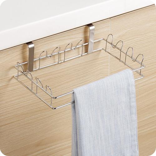 Double Hook Stainless Steel Garbage Bag Holder Cupboard Door Back Trash ...
