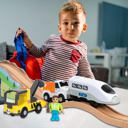 Locomotive Train Magnetic Rail Toy Compatible With Wooden Track ...