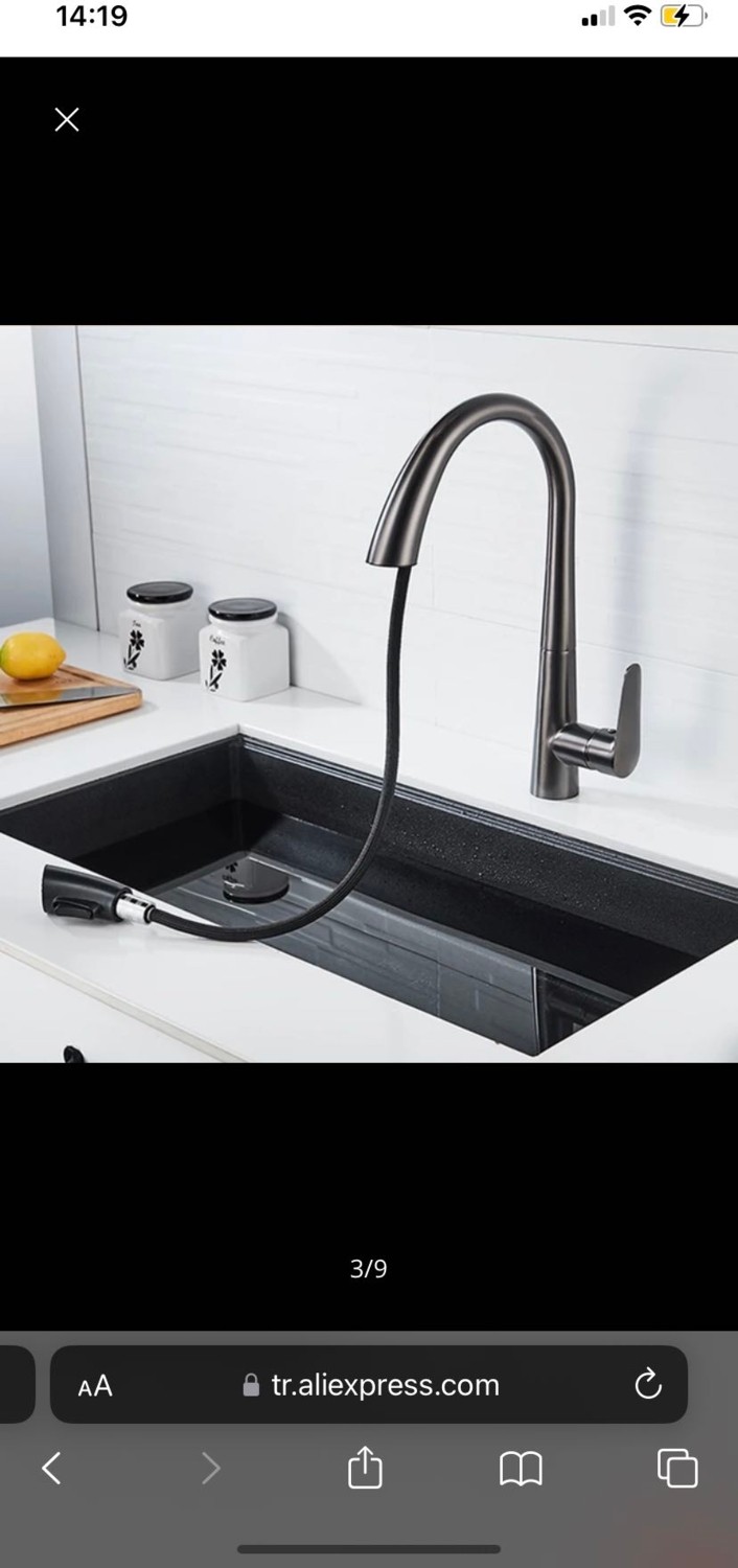İsaoğlu Spiral Kitchen Faucet Extending System Sink Tap Black Kitchen ...