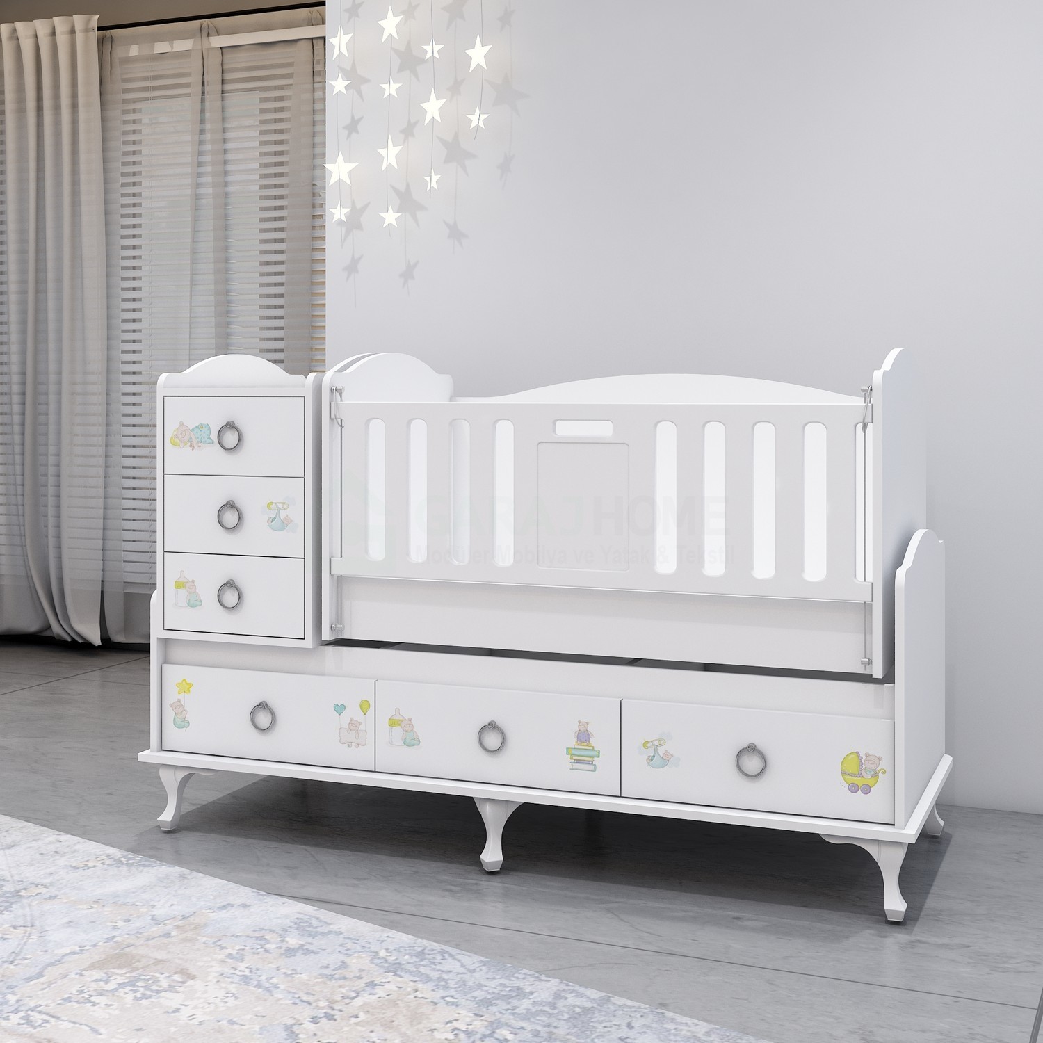 Garaj Home Elfin Teddy Bear Crib with Elevator - Hepsiburada Global