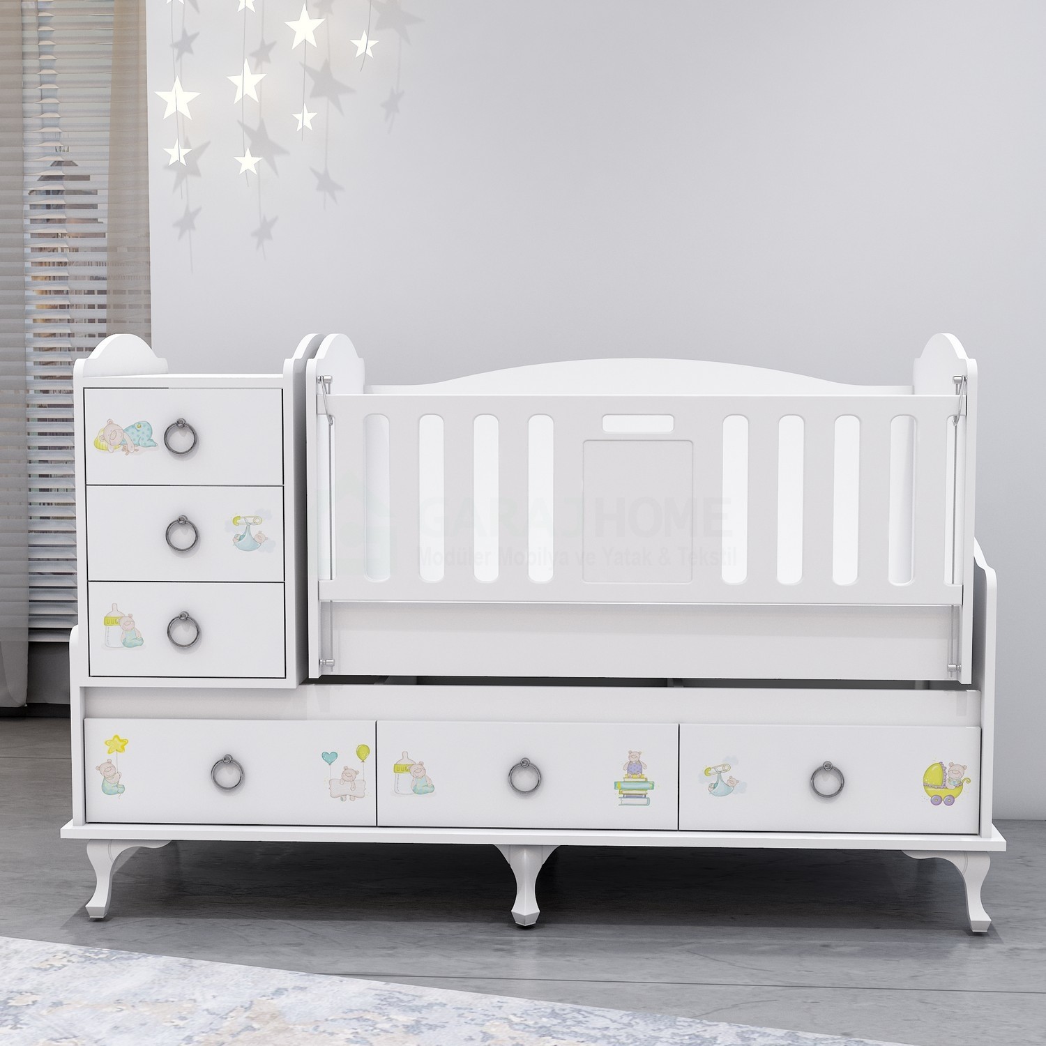 Garaj Home Elfin Teddy Bear Crib with Elevator - Hepsiburada Global