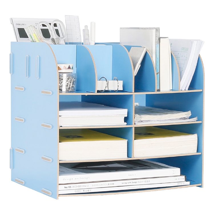 Wooden Office Storage Box Multi Layer Office File Rack Desktop File