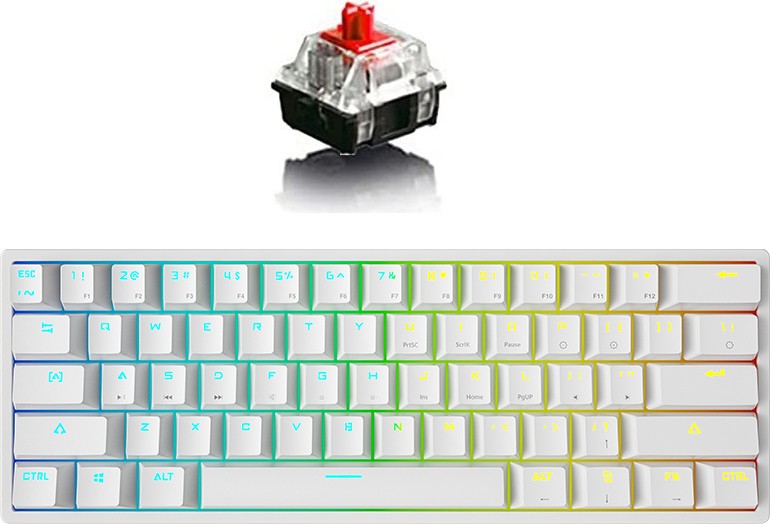 Leaven K620 Type-C Wired Keyboard LED RGB 61 Keys RGB Mechanical Gaming ...