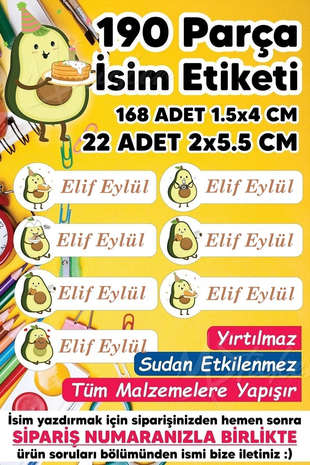 Kt Group School Label Pen Notebook Label Avocado Themed Labels with ...