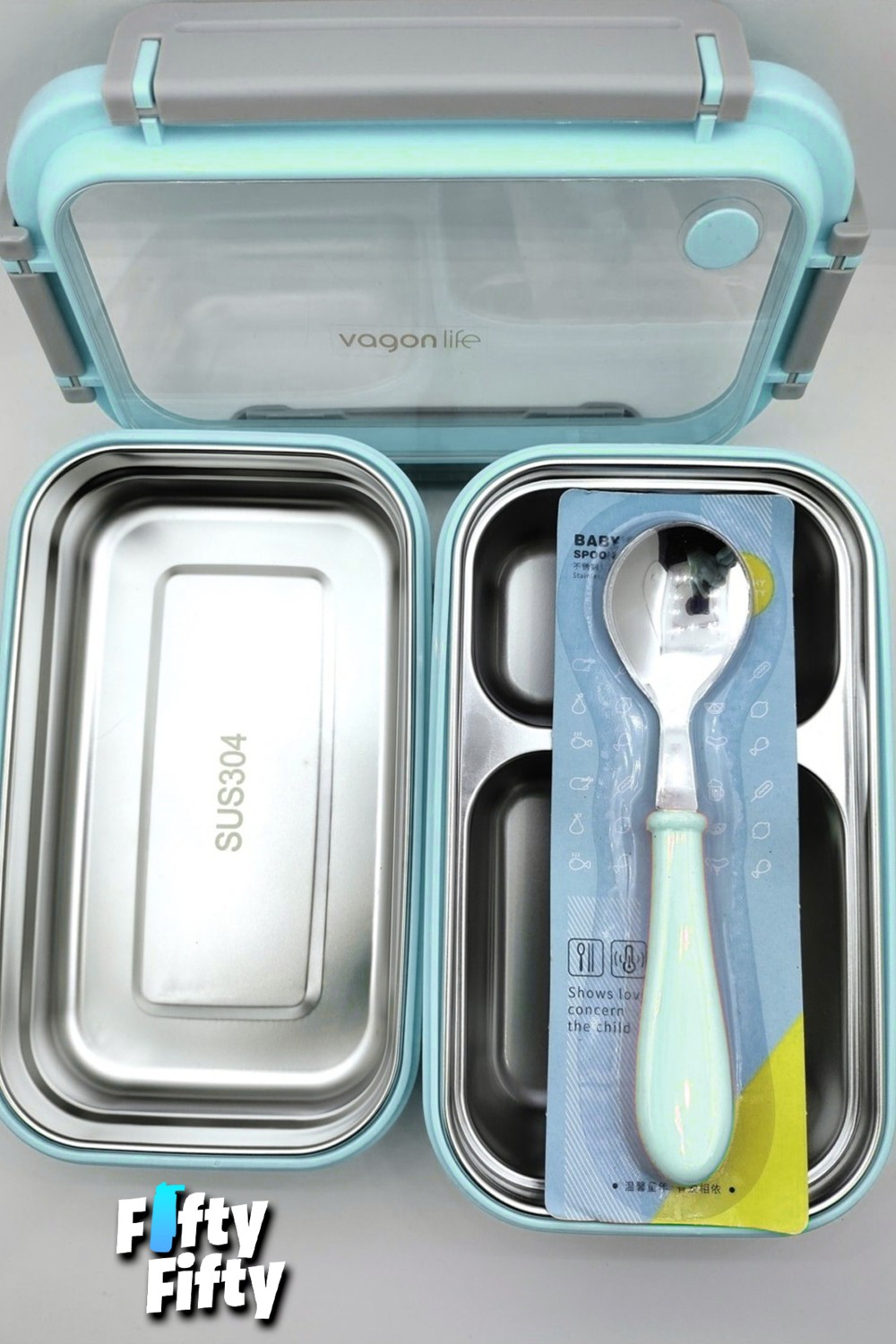 Vagonlife Lunch Box 1200 ml Two Layers Three Compartments Stainless ...