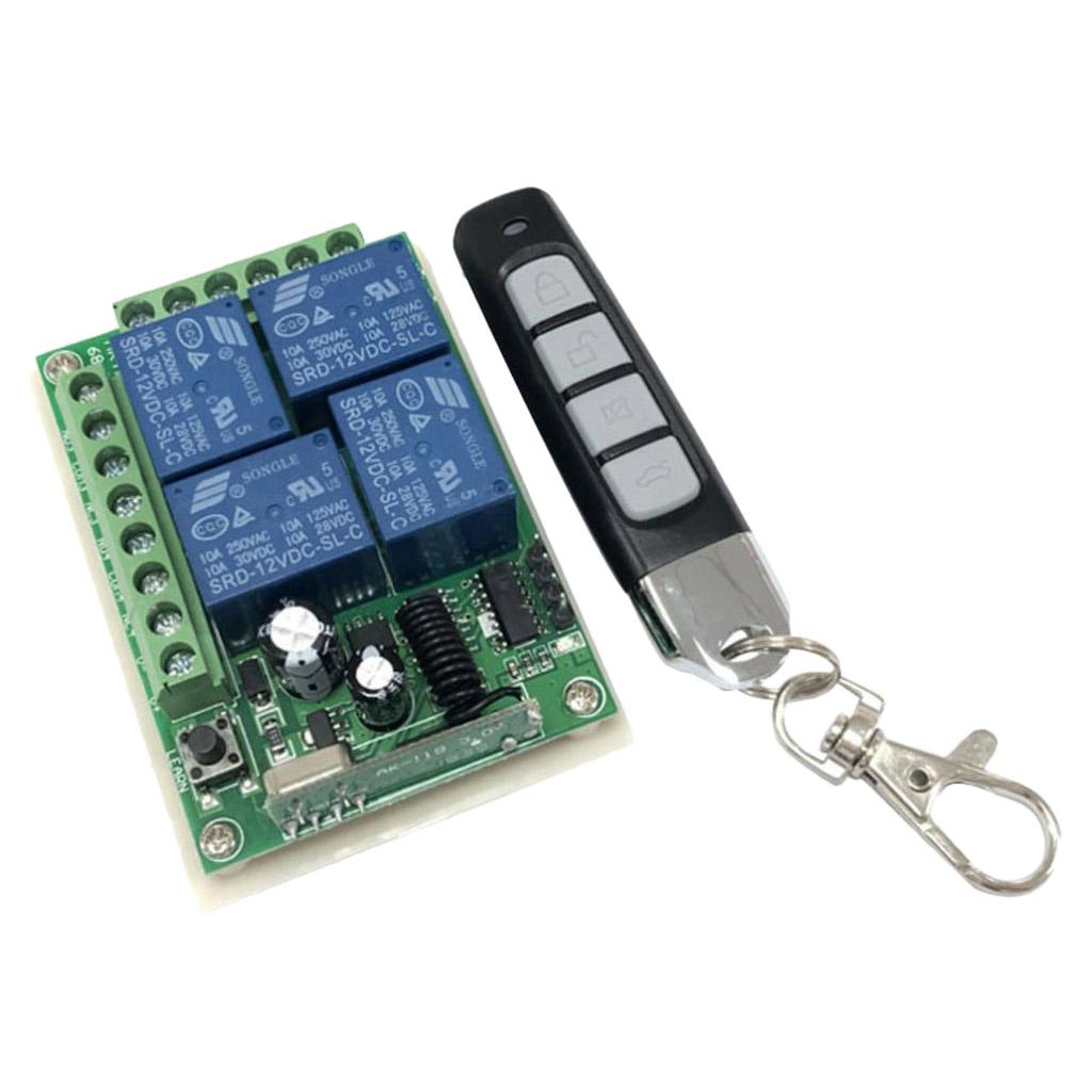DC12V 433MHz 4 Channel Wireless Remote Control Relay Switch Receiver ...