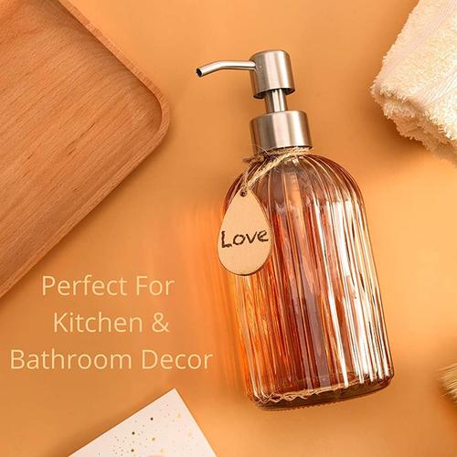 Glass Soap Dispenser 450ml, Rust-proof Stainless Steel Pump, Refillable ...