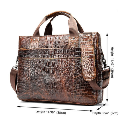 Fashion Genuine Leather Crocodile Pattern Handbag Men Business ...