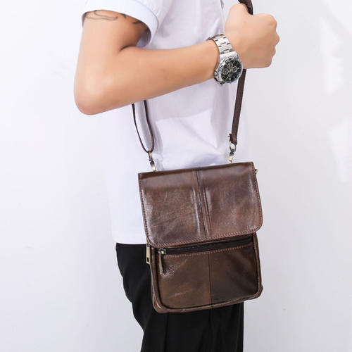 Genuine Leather Men's Messenger Bag Small Shoulder Bag Handbag Men ...