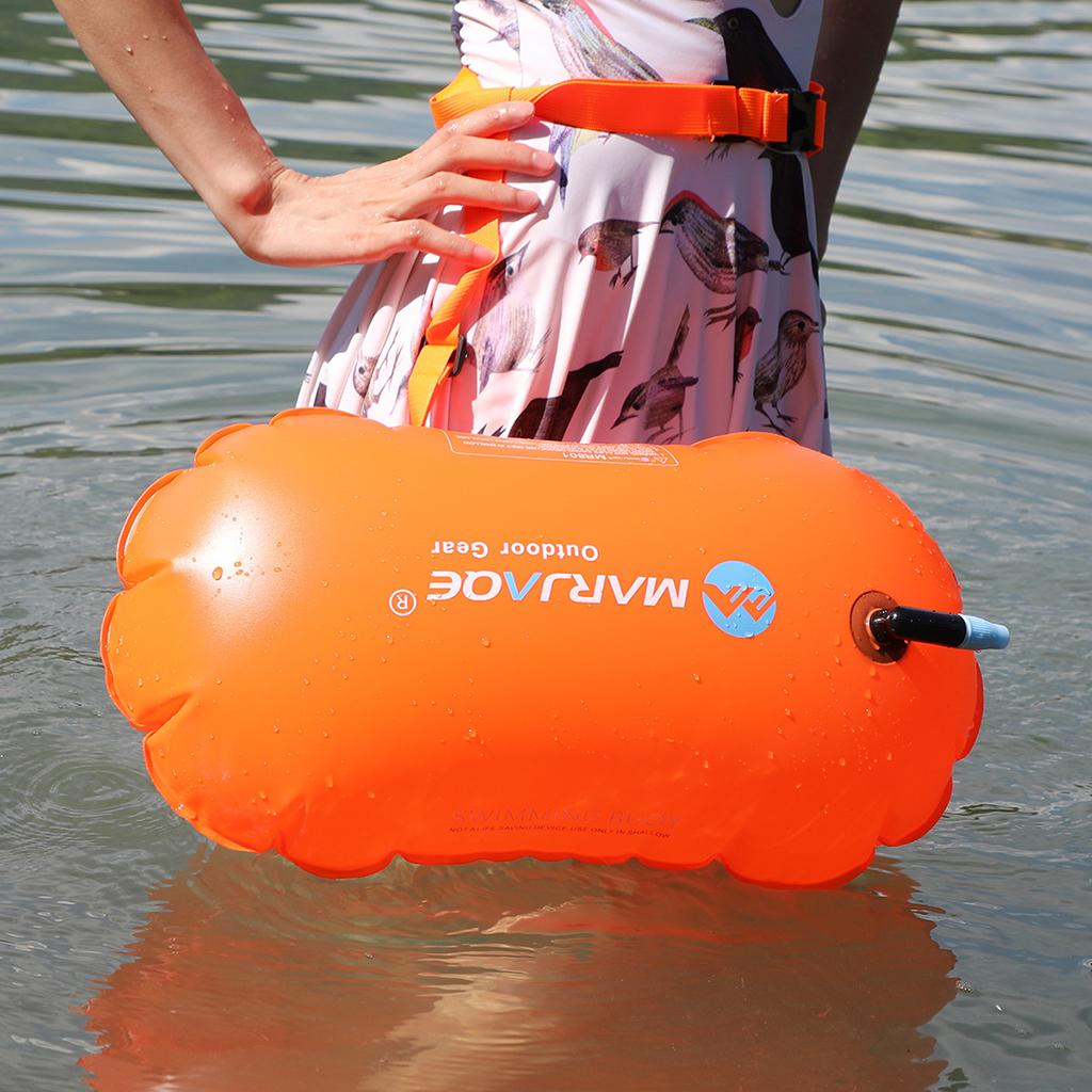 Swim Buoy Tow Float Inflated Device w/ Waist Belt for Open Water ...