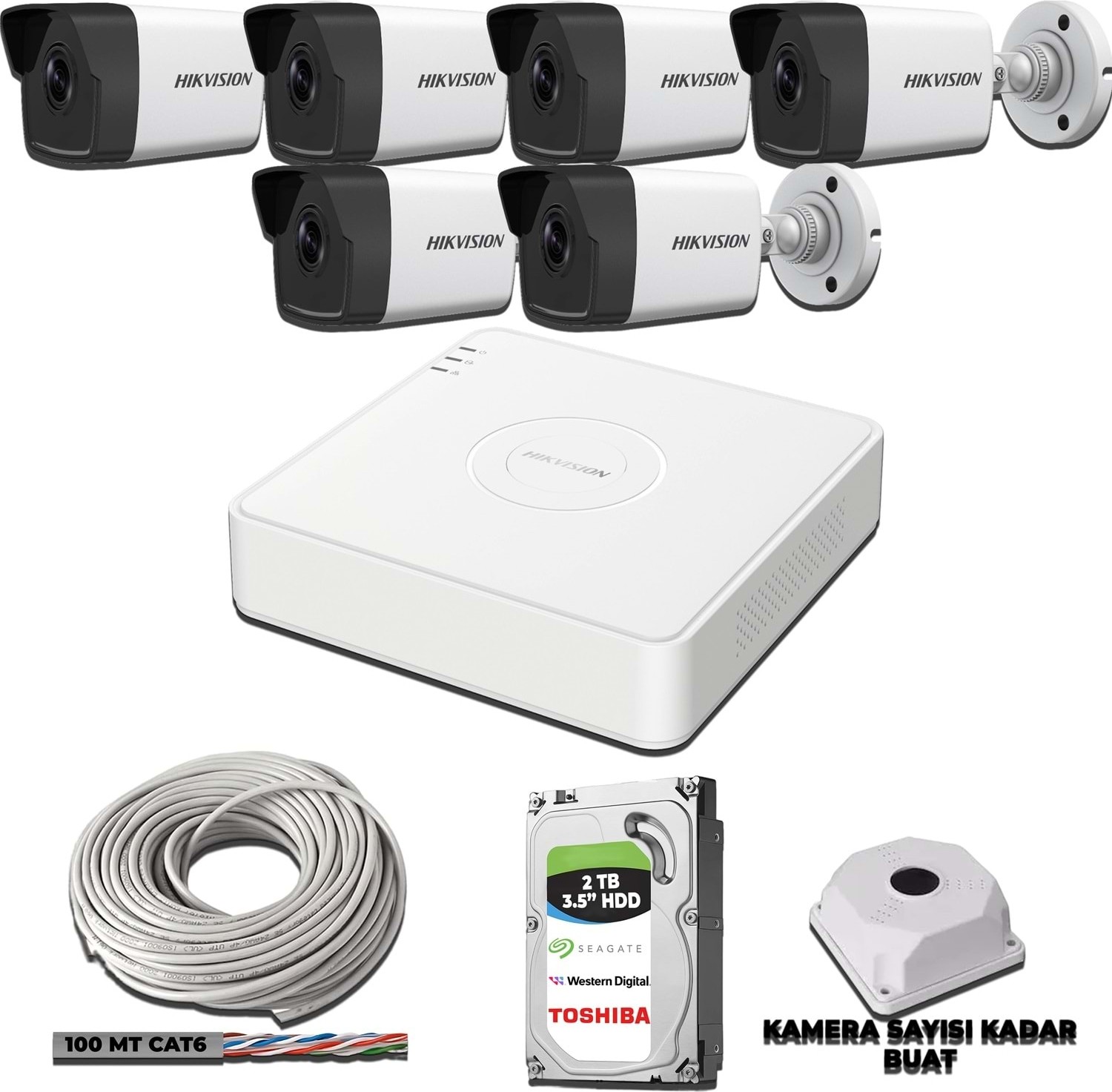 Hikvision 6 Cameras 4mp IP Camera Set 1440P 2tb HDD with Microphone ...