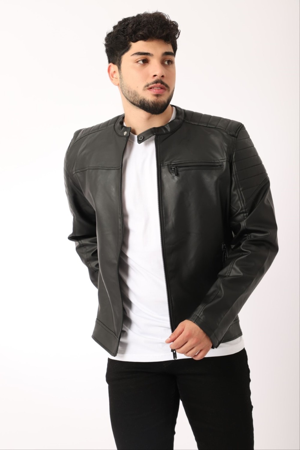 Style Combined Chest Zipper Faux Leather Jacket Bl 1300 - Hepsiburada ...