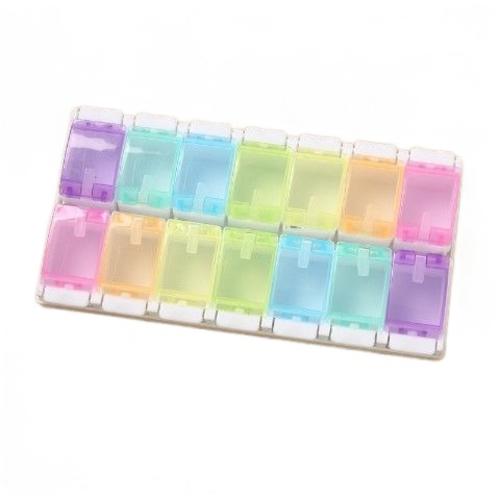 14- Key Pill Box, Portable Double Row Piano Key Bounce Storage Box ...