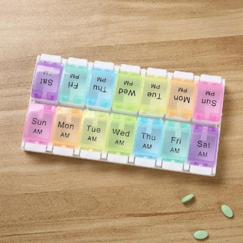 14- Key Pill Box, Portable Double Row Piano Key Bounce Storage Box ...