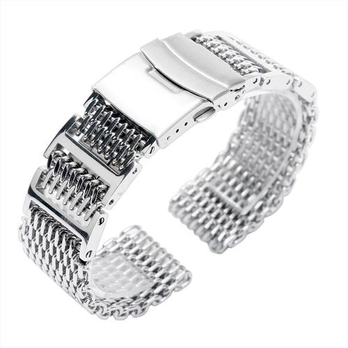 Luxury Silver Mesh Bracelet Folding Clasp With Safety Link Men Women ...