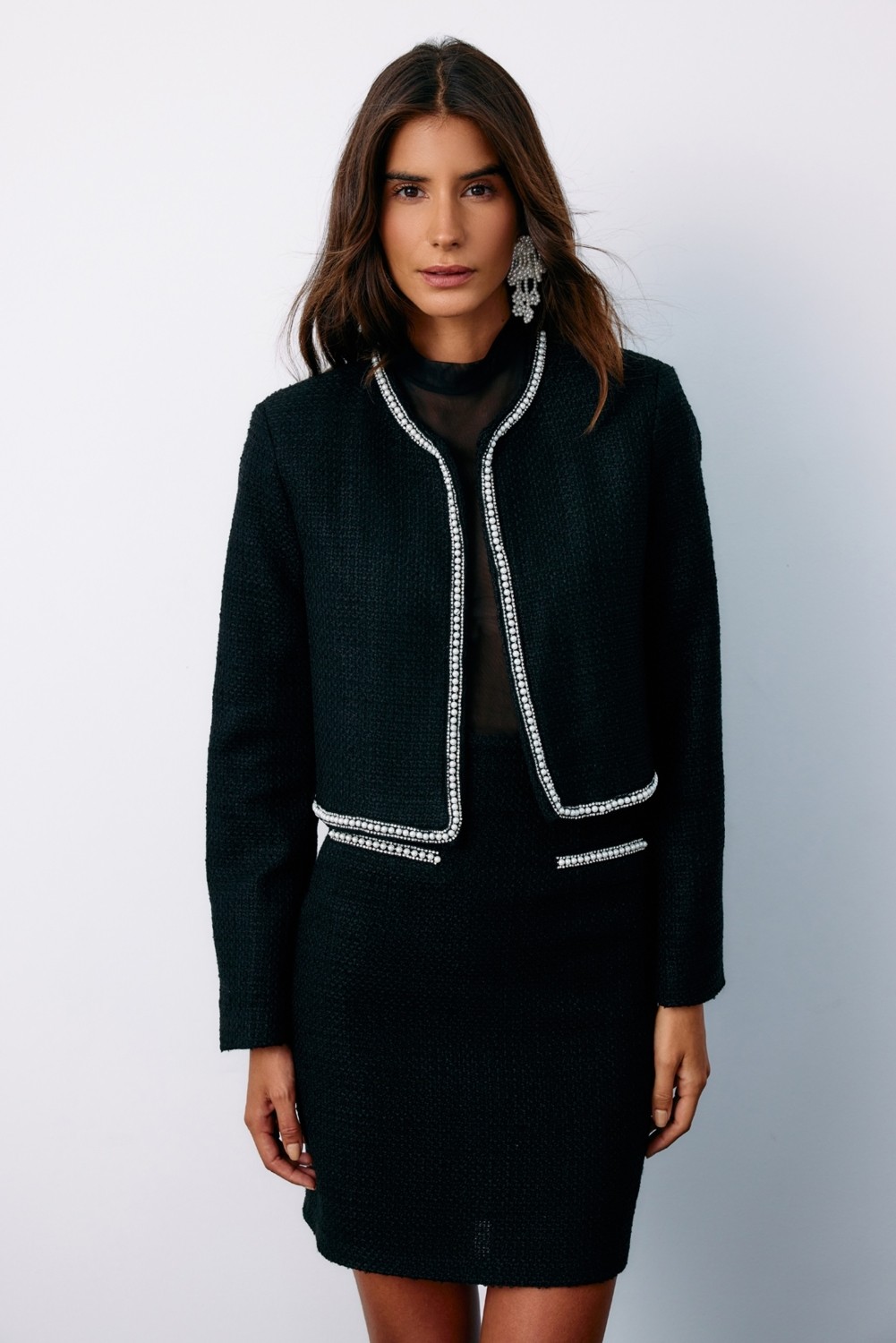 Accessory Detailed Tweed Jacket - Powder - Hepsiburada Global