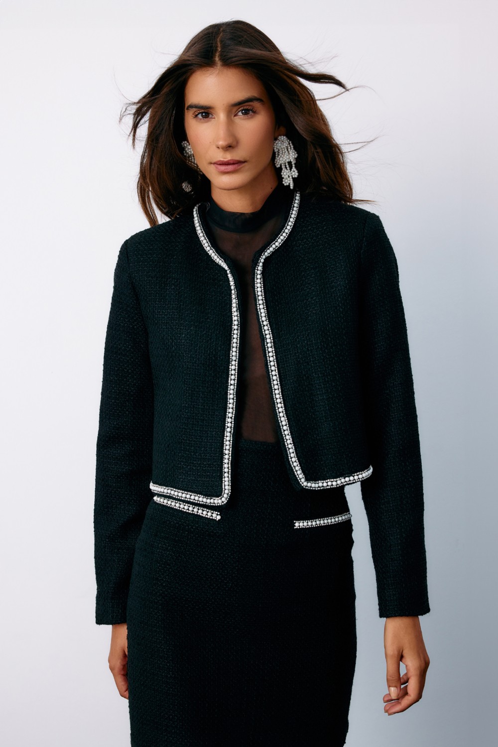 Accessory Detailed Tweed Jacket - Powder - Hepsiburada Global