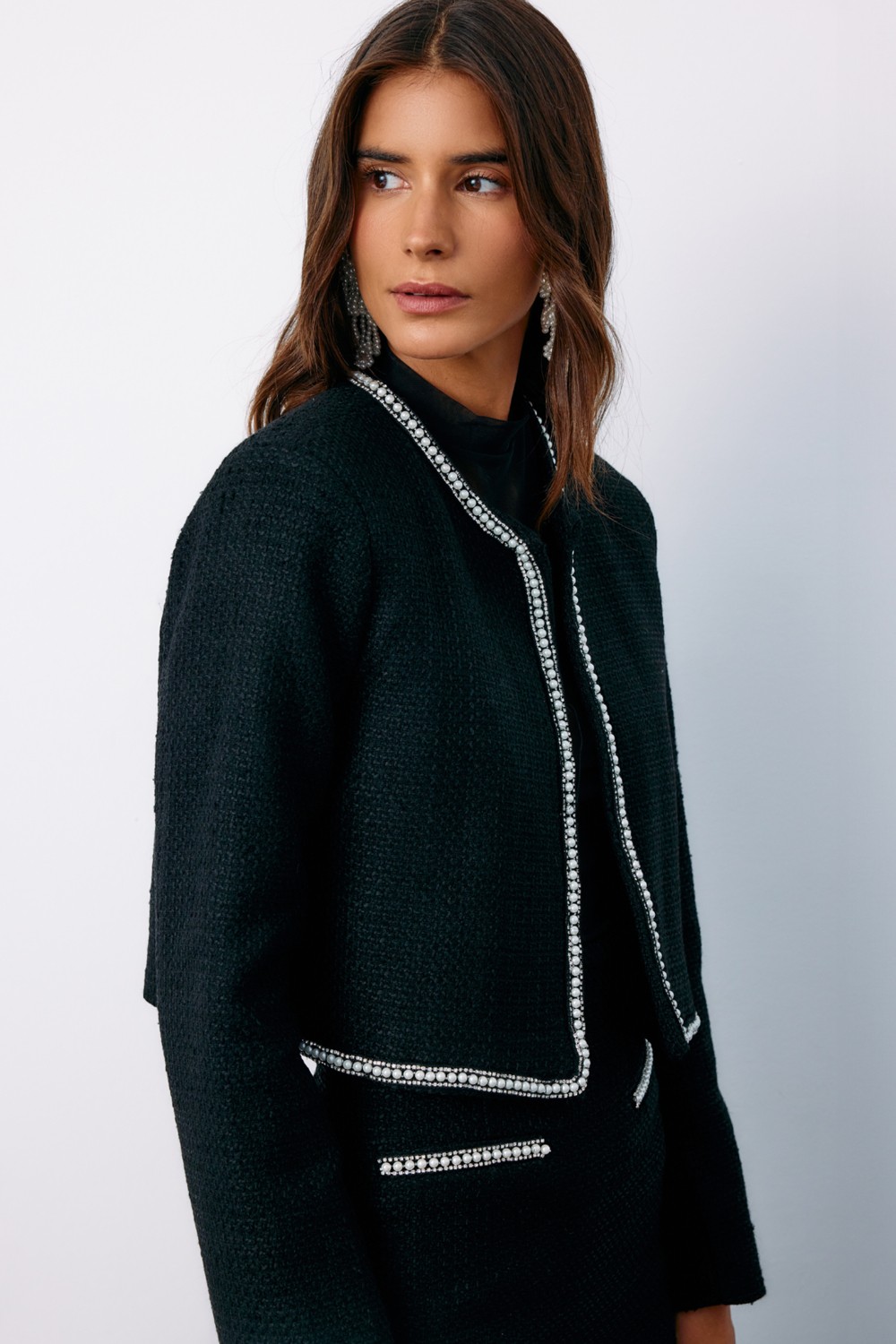 Accessory Detailed Tweed Jacket - Powder - Hepsiburada Global