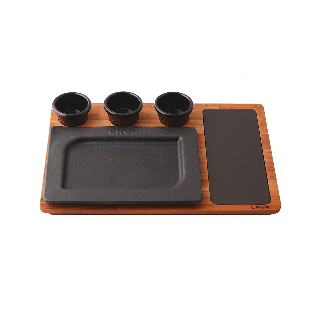 Lava Casting Rectangular Serving Plate Beech Serving Wood and Cast Iron ...