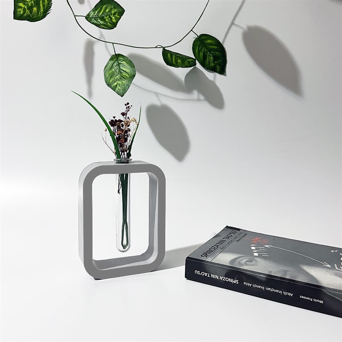 Tabby Design Rectangular Concrete Decorative Tube Vase - Hepsiburada Global