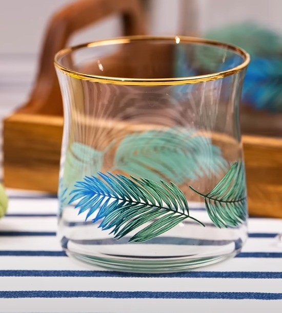Lav Vera Gold Rim Leaf Patterned 3-Piece Water Glass 360 cc - Hepsiburada Global