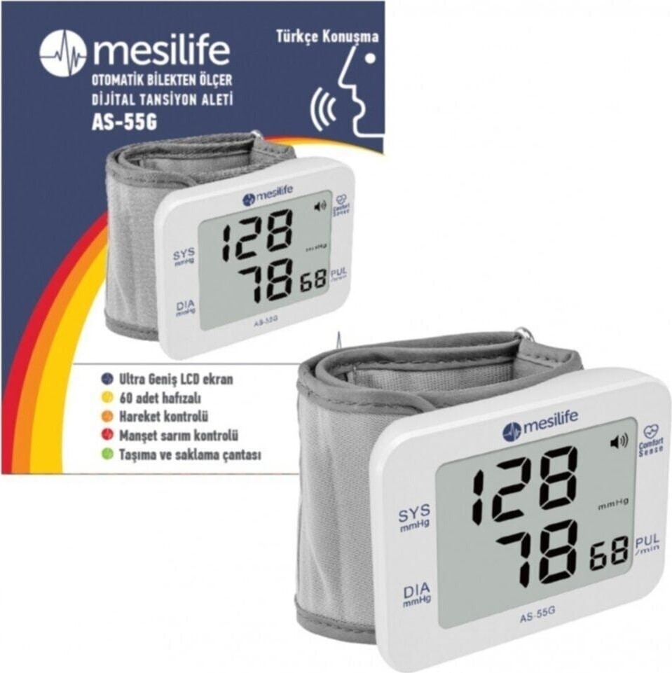 Mesilife As-55g Talking Automatic Wrist Digital Blood Pressure Monitor Talking Blood Pressure ...