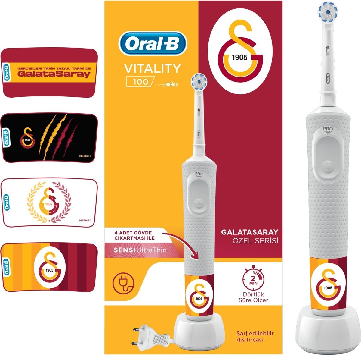 Oral-B D100 Vitality Rechargeable Toothbrush Galatasaray Special Series ...