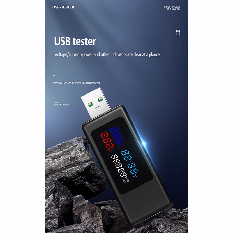 6 in 1 USB Tester DC4-30V IPS Display Digital Voltage Detector,Black ...