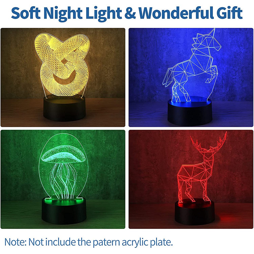 20Pcs 3D Night LED Light Lamp Base 16 Colors LED Light Display Base ...