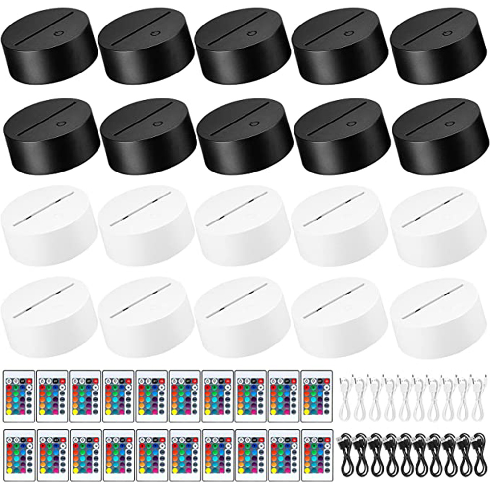 20Pcs 3D Night LED Light Lamp Base 16 Colors LED Light Display Base ...