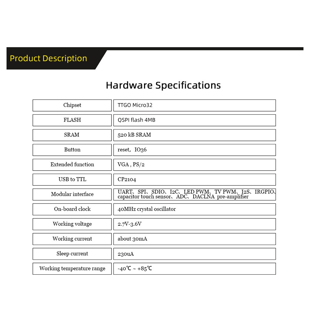 FabGL VGA32 VGA ESP32 PSRAM Module V1.4 Controller PS/2 Mouse Keyboard Graphics Library Game ...